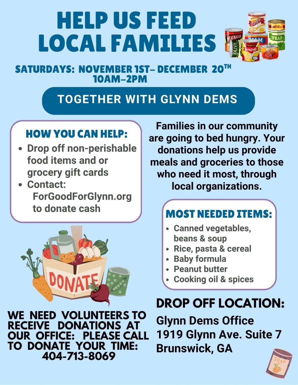 Food Donations for Families in Need at Glynn Dems Office – The party of ...